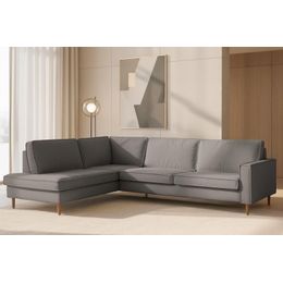 Ecksofa Home Affaire, B:290cm H:85cm T:217cmgrau, 100% Polyester, Wohnzimmer, Sofas, "Pinto Skandi, 290 cm, Chenille, Struktur, Ottomane links /