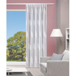Gardine Home Wohnideen, B:140cm H:245cm, wei&szlig;, Polyester, Wohnzimmer, Gardinen, "ALAVARO", Fertigschal Leinenoptik bestickt