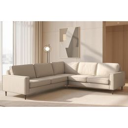 Ecksofa Home Affaire, B:290cm H:85cm T:250cmcreme, 100% Polyester, Wohnzimmer, Sofas, "Pinto Skandi, 290 cm, Chenille, Struktur, Ottomane links /