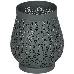 AMBIENTE HAUS Kerzenlaterne "Laterne aus Metall in Grau - (H) 16cm", B/H/T: 14cm x 16cm x 14cm, grau, Kerzenhalter