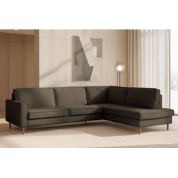 Ecksofa Home Affaire, B:290cm H:85cm T:217cmbraun, 100% Polyester, Wohnzimmer, Sofas, "Pinto Skandi, 290 cm, Chenille, Struktur, Ottomane links /