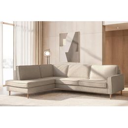 Ecksofa Home Affaire, B:290cm H:85cm T:217cmcreme, 100% Polyester, Wohnzimmer, Sofas, "Pinto Skandi, 290 cm, Chenille, Struktur, Ottomane links /