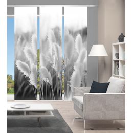 Schiebegardine Vision, B:60cm H:260cm, grau, Polyester, Wohnzimmer, Gardinen, "DINORA 3ER SET", SET SCHIEBEVORHANG, BAMBUS, DIGITALDRUCK