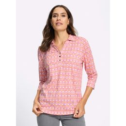 Inspirationen Damen Poloshirt "Poloshirt", rosa, Gr. 44, bedruckt, gemustert, mehrfarbig, 50% Baumwolle, 50% Modal, Shirts
