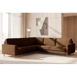 Ecksofa Home Affaire, B:290cm H:85cm T:250cmbrick rot, 100% Polyester, Wohnzimmer, Sofas, "Pinto Skandi, 290 cm, Chenille, Struktur, Ottomane links /