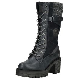 Mustang Shoes Damen Schn&uuml;rstiefel "Mustang Shoes Stiefel Lederimitat/Textil", Gr. 40navy, Lederimitat, Textil, Schuhe