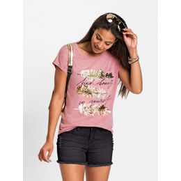 Kurzarmshirt Inspirationen "Shirt", Damen, Gr. 36, rosenquarz, schwarz, bedruckt, 50% Baumwolle, 50% Modal, gemustert, unifarben, Rundhals, Shirts