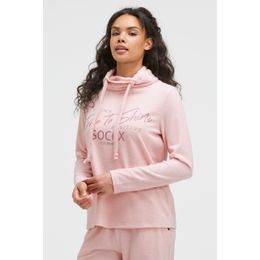 Rollkragenpullover SOCCX, Damen, Gr. L, pearl rose meliert, Material: 53% Viskose, 43% Polyester, 4% Elasthan, Glitzermuster, bedruckt, regular fit normal, Rundhals, eingesetzt gerader Abschluss, Pullover Rollkragenpullover