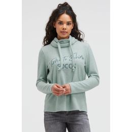 SOCCX Damen Rollkragenpulloverlake melange, Gr. XXXL, Glitzermuster, bedruckt, Strick, Material: 53% Viskose, 43% Polyester, 4% Elasthan, Pullover
