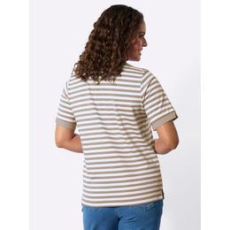 Casual Looks Damen Poloshirt "Poloshirt", beige, Gr. 36, gemustert, gestreift, 100% Baumwolle, Shirts