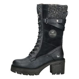 Mustang Shoes Damen Schn&uuml;rstiefel "Mustang Shoes Stiefel Lederimitat/Textil", Gr. 41, grau, Lederimitat, Textil, Schuhe