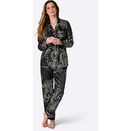 w&auml;schepur W&Auml;SCHEPUR Damen Schlafanzug, Gr. 40, schwarz-wei&szlig;, 83% Polyester, 17% Baumwolle, Homewear-Sets