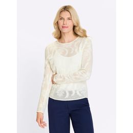 Classic Basics Damen Ajourpullover "Langarm-Pullover", wei&szlig;, Gr. 52, unifarben, 100% Polyacryl, Pullover