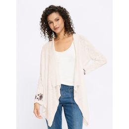 Heine Damen Cardigan, wei&szlig;, Gr. 44, bedruckt, gemustert, mehrfarbig, 100% Baumwolle, Strickjacken
