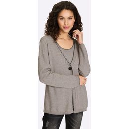 Heine Damen Strickpullover "Twinset", beige, Gr. 34, meliert, unifarben, 50% Viskose, 28% Polyester, 22% Polyamid, Pullover
