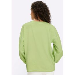 Heine Damen Sweatshirtpistazie, Gr. 44, gemustert, unifarben, 82% Baumwolle, 18% Polyester, Sweatshirts