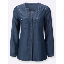 CR&Eacute;ATION L CREATION L Damen Langarmbluseblau, bleached, Gr. 36, unifarben, 100% Lyocell, Blusen
