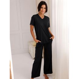 w&auml;schepur W&Auml;SCHEPUR Damen Schlafanzug, Gr. 40schwarz, 50% Baumwolle, 50% Viskose, Homewear-Sets
