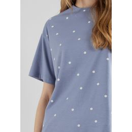 Tom Tailor Damen Shorty "Charlotte", Gr. 44, blau, Single Jersey, Obermaterial: 100% Baumwolle, Homewear-Sets, gepunktet, Kurzarm,