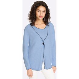 Strickpullover Heine "Twinset", Damen, Gr. 40, eisblau, meliert, 50% Viskose, 28% Polyester, 22% Polyamid, meliert, unifarben, Pullover Strickpullover