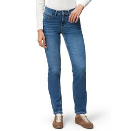Zero Damen Slim-fit-Jeans "Damen Style ORLANDO Straight Leg 32 Inch", blau, Gr. 34, unifarben, Denim/Jeans, Obermaterial: 63% Polyacryl, 37%