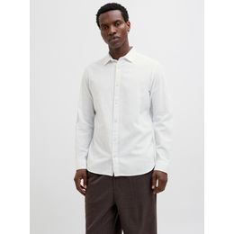 Jack & Jones JACK & JONES Herren Langarmhemd "JJESUMMER SHIRT LS SN", wei&szlig;, Gr. XS, unifarben, Web, Obermaterial: 83% Baumwolle, 17% Leinen, Hemden, mit Hemdkragen