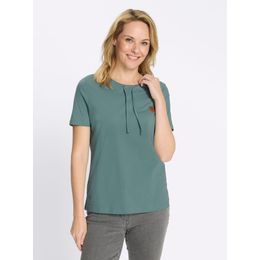 Kurzarmshirt Classic Basics "Kurzarm-Shirt", Damen, Gr. 44, jade, 100% Baumwolle, unifarben, Rundhals, Shirts