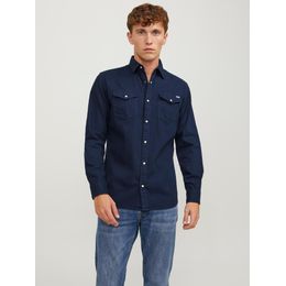 Jack & Jones JACK & JONES Herren Langarmhemd "JJESHERIDAN SHIRT L/S NOOS", blau, Gr. S, Web, Obermaterial: 100% Baumwolle, Hemden, mit angesetzter Brusttasche