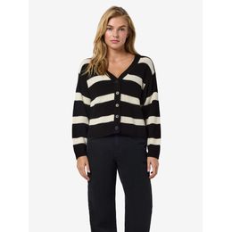 Noisy may Damen Strickjacke "NMMAYSA L/S V-NECK KNIT CARDIGAN NOOS", schwarz, Gr. M, gestreift, Strick, Obermaterial: 50% Baumwolle, 50% Polyamid,