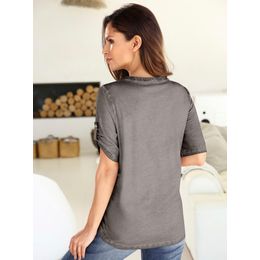 Alessa W. Collection ALESSA W. Damen Blusenshirt "Shirt", grau, Gr. 36, bedruckt, gemustert, mehrfarbig, metallic, 100% Baumwolle, Shirts