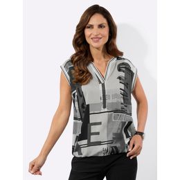 Inspirationen Damen Blusentopschwarz, ecru, bedruckt, Gr. 40, bedruckt, gemustert, mehrfarbig, 100% Viskose, Blusen