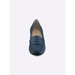 Casual Looks Damen Slipper, Gr. 37, blau, Glattleder, Leder, Schuhe