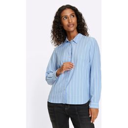 Heine Damen Hemdbluseeisblau, wei&szlig;, gestreift, Gr. 36, gemustert, gestreift, mehrfarbig, 50% Baumwolle, 50% Polyester, Blusen