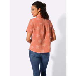 Inspirationen Damen Hemdbluse, orange, Gr. 48, bedruckt, gebl&uuml;mt, gemustert, mehrfarbig, 100% Baumwolle, Blusen