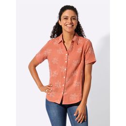 Inspirationen Damen Hemdbluse, orange, Gr. 42, bedruckt, gebl&uuml;mt, gemustert, mehrfarbig, 100% Baumwolle, Blusen