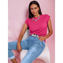 T-Shirt Heine "Shirt", Damen, Gr. 34, pink, 50% Modal, 44% Polyester, 6% Elasthan, unifarben, Rundhals, Shirts T-Shirt