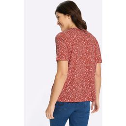 Classic Basics Damen Kurzarmshirt "Kurzarm-Shirt"rotbraun, wei&szlig;, bedruckt, Gr. 52, gemustert, mehrfarbig, 100% Baumwolle, Shirts