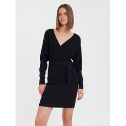 V&eacute;ro Moda VERO MODA Damen Strickkleid "VMHOLLYREM LS V-NECK DRESS GA NOOS", schwarz, Gr. XL, Web, Obermaterial: 50% Viskose, 28% Polyester, 22% Nylon, Kleider