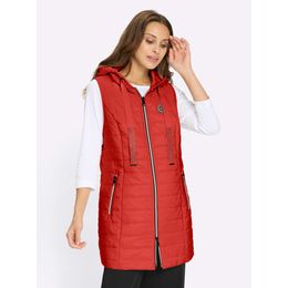 Inspirationen Damen Longweste, rot, Gr. 50, unifarben, 100% Polyester, Westen