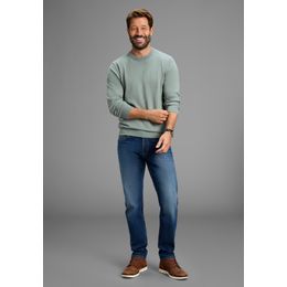 Rundhalspullover DELMAO "Neue Kollektion Feinstrick", Herren, Gr. L (52/54), gr&uuml;n (gr&uuml;ngrau), Strick, Obermaterial: 100% Baumwolle, unifarben, Basic, Basic schmal, Rundhals, Rippb&uuml;ndchen, Pullover Rundhalspullover, in Feinstrick, ideal f&uuml;r die &Uuml;bergangszeit