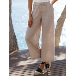 Heine Damen Leinenhose, beige, Gr. 34, unifarben, 100% Leinen, Hosen