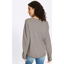 Heine Damen Strickpullover "Pullover"taupe, meliert, Gr. 44, meliert, unifarben, 50% Viskose, 28% Polyester, 22% Polyamid, Pullover