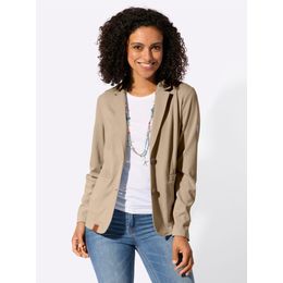 Casual Looks Damen Jackenblazer "Jersey-Blazer", beige, Gr. 46, 76% Polyester, 20% Viskose, 4% Elasthan, Blazer