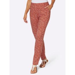 Classic Basics Damen Schlupfhose, rot, Gr. 25, gemustert, gepunktet, mehrfarbig, 100% Viskose, Hosen
