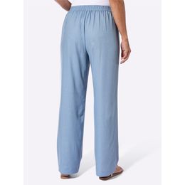 Inspirationen Damen Schlupfhose, blau, Gr. 52, unifarben, 80% Viskose, 20% Leinen, Hosen