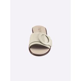 Heine Damen Pantolette, Gr. 38creme, Glattleder, Leder, Rindsleder, Schuhe