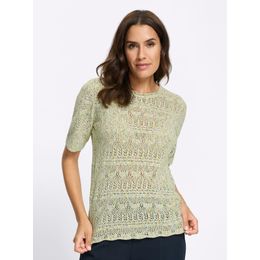 Inspirationen Damen Ajourpullover "Ajour-Pullover", gr&uuml;n, Gr. 36, gemustert, meliert, 33% Polyacryl, 30% Polyamid, 23% Polyester, 14% Baumwolle,