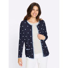 Strickjacke Classic Basics, Damen, Gr. 38, marine, himmelblau, 100% Polyacryl, gebl&uuml;mt, gemustert, mehrfarbig, Strickjacken Strickjacke