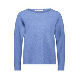 BETTY & CO Strickpullover BETTY & CO "Damen mit Rundhalsausschnitt", Damen, Gr. 36, middle blau melange, Strick, Obermaterial: 50% Viskose, 27% Polyamid, 23% Polyester, gerade lang, Rundhals, Pullover Strickpullover