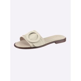 Heine Damen Pantolette, Gr. 35creme, Glattleder, Leder, Rindsleder, Schuhe